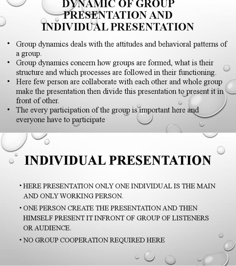 Dynamic of Group Presentation and Individual Presentation | PDF