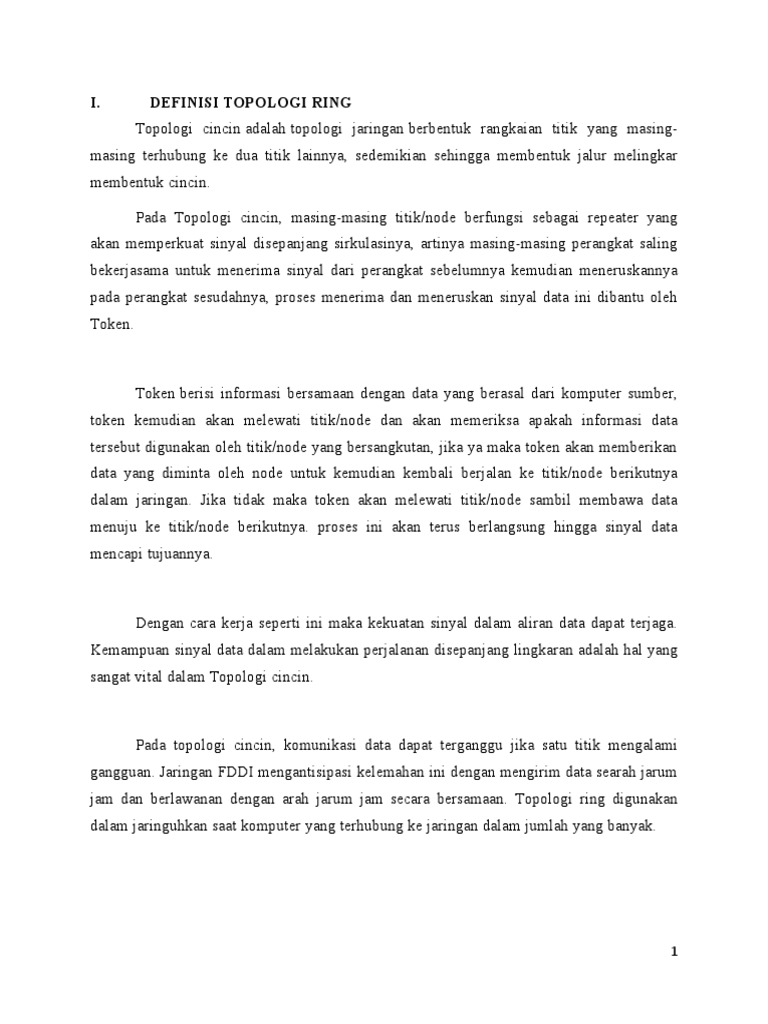 I. Definisi Topologi Ring | PDF
