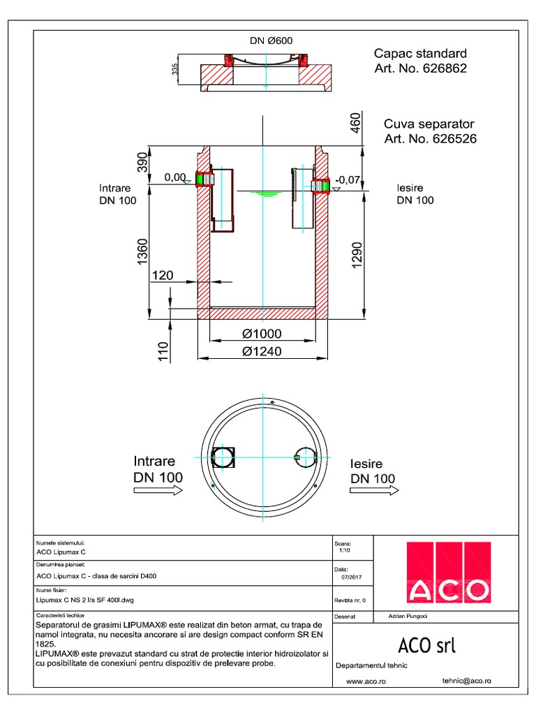 Separator Grasimi ACO Lipumax C NS2 SF400 | PDF