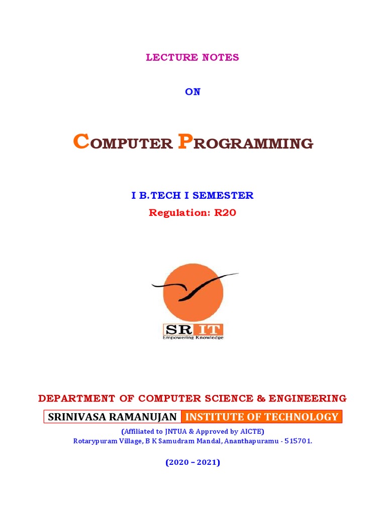 Problem Solving & Programming Notes - Unit - IV | PDF | Array Data ...