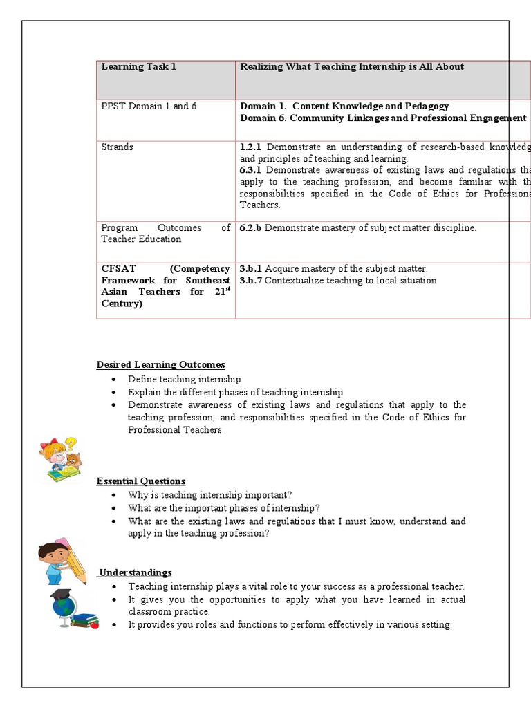 Learning Task 1 Realizing What Teaching Internship Is All About | PDF ...