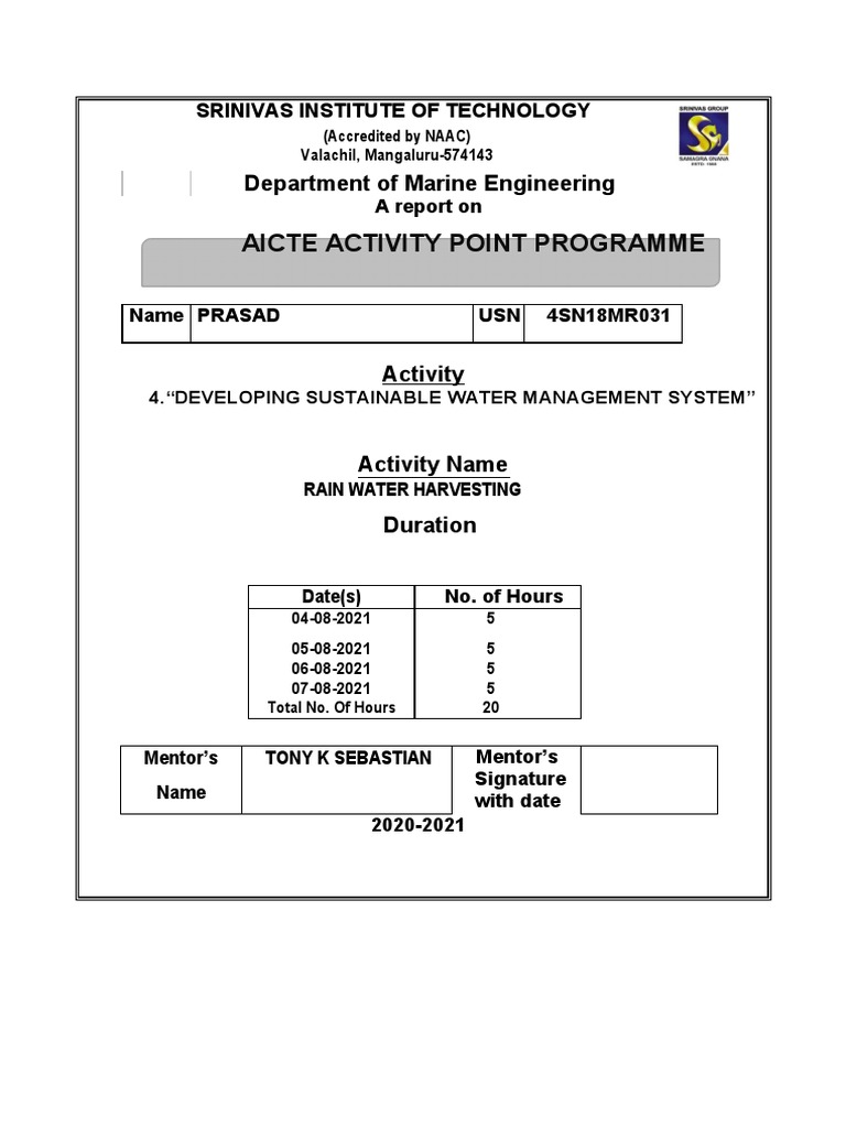 Aicte Activity Point Programme: Department of Marine Engineering | PDF ...