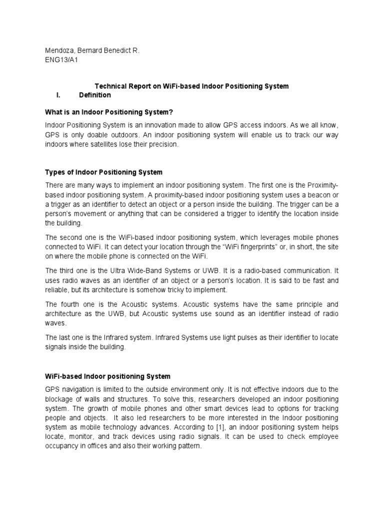 Technical Report On Indoor Positioning System | PDF | Cloud Computing ...