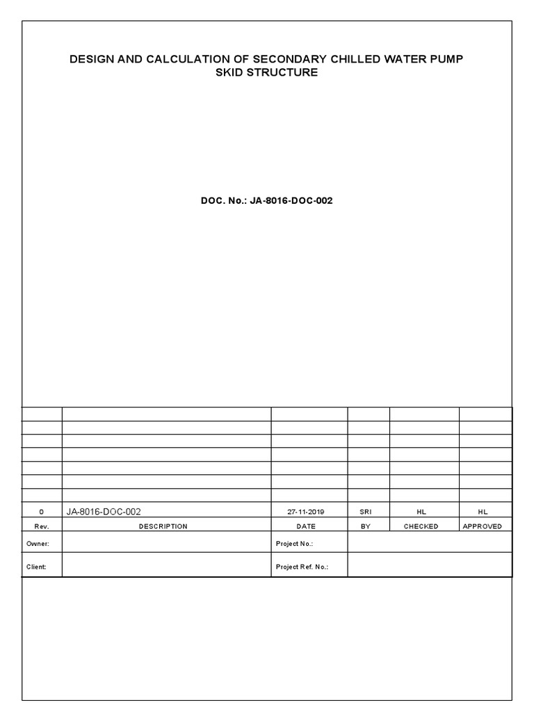 Design and Calculation For Secondary Chilled Water Pump Skid | PDF ...