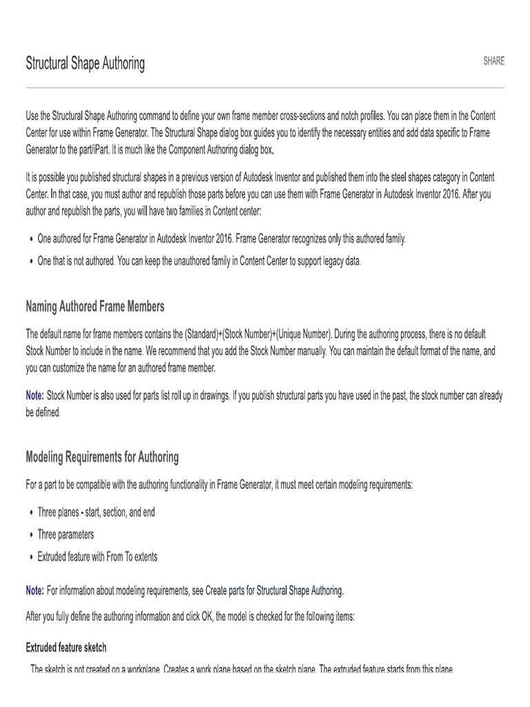 Inventor 2016 Help Structural Shape Authoring | PDF