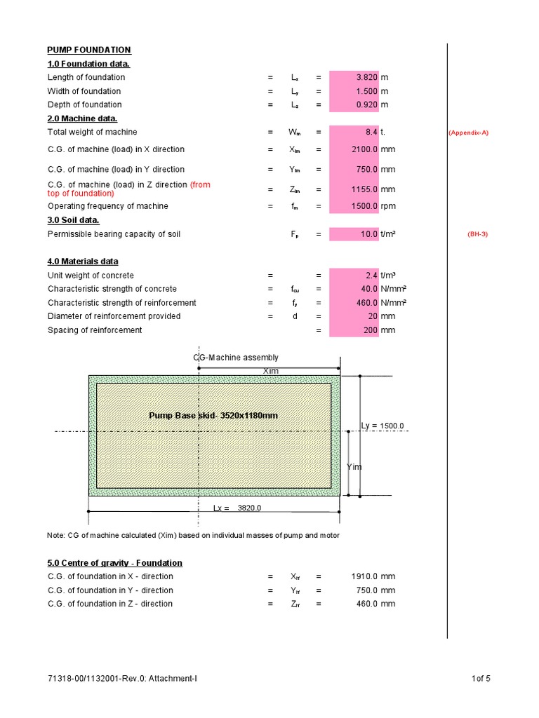 Pump Foundation 1.0 Foundation Data.: (From Top of Foundation) | PDF ...