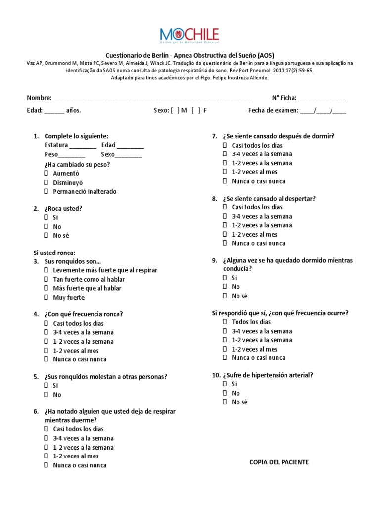 Cuestionario de Berlin | PDF