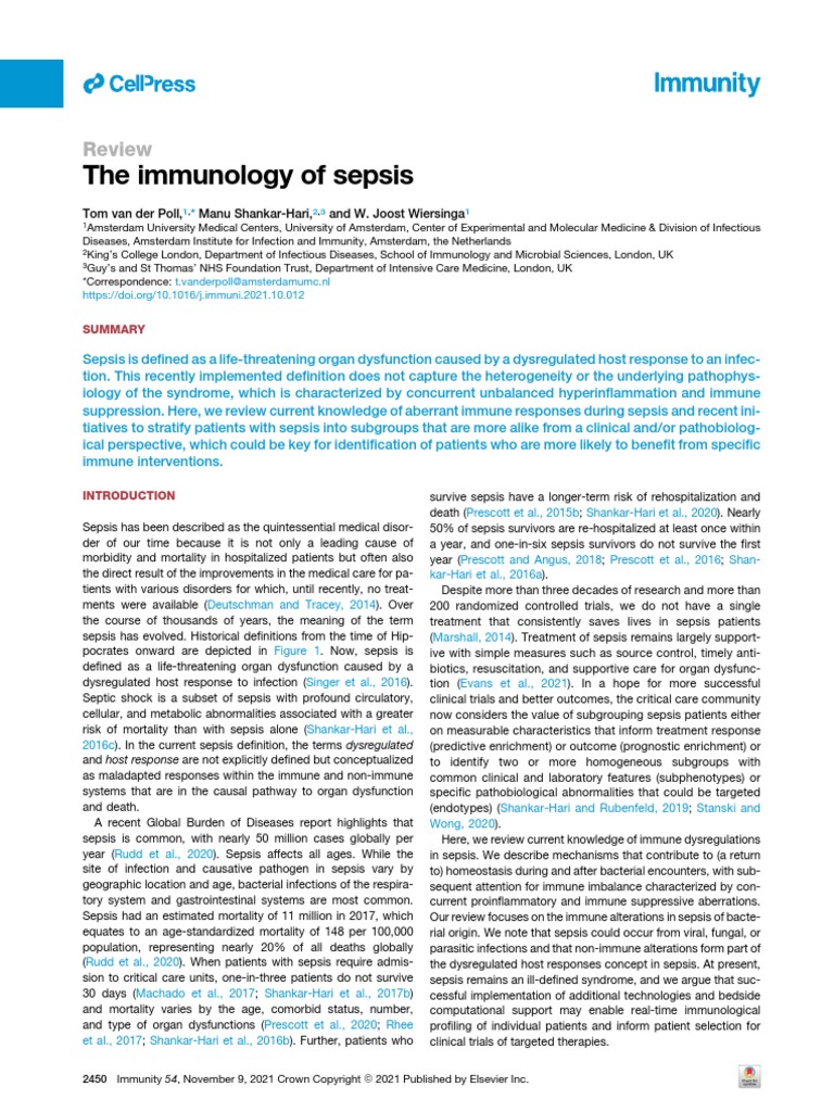 The Immunology of Sepsis: Review | PDF | Inflammation | Immune System