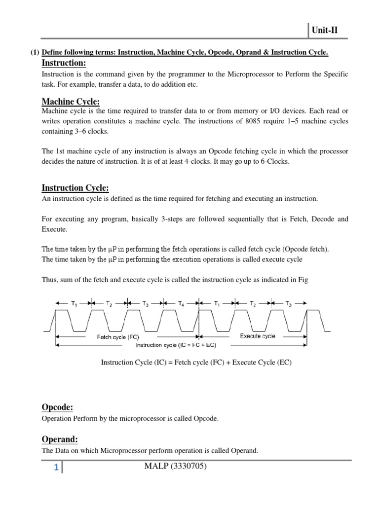 Unit - 2 Instruction Cycle and Timing Diagram | PDF | Central ...