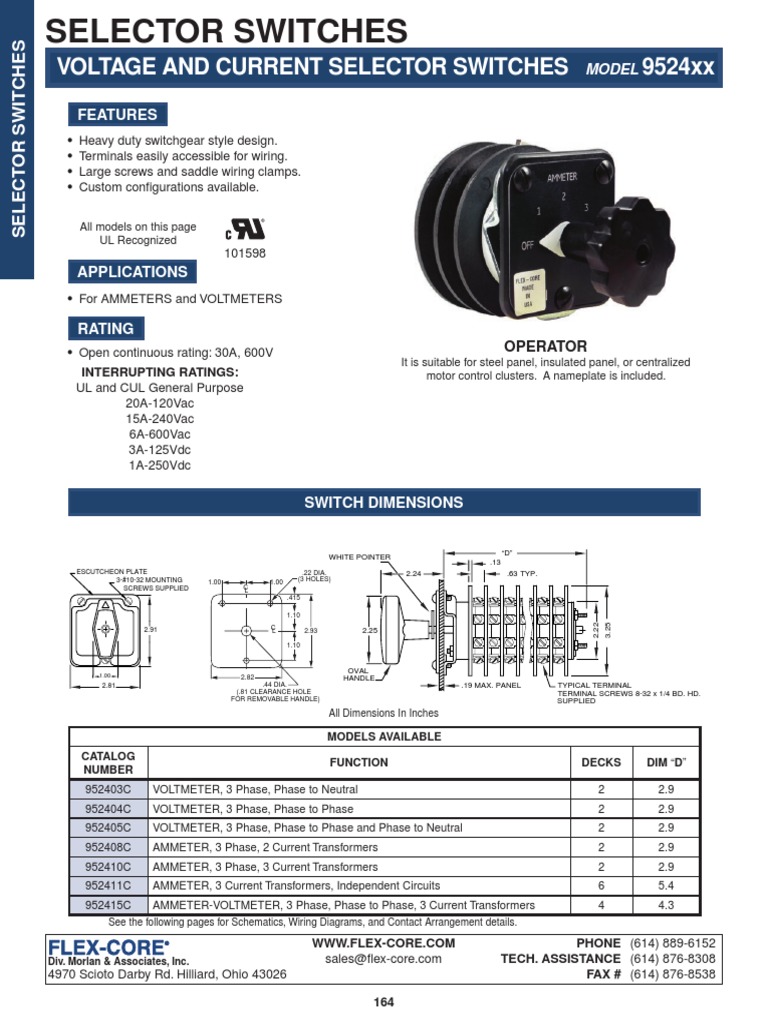 Voltage and Current Selector Switches 9524xx: Features | PDF ...