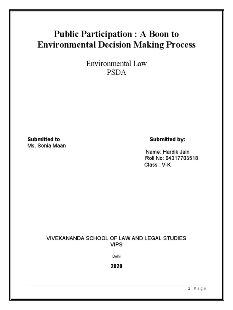Environmental Law - Research Paper | PDF | Public Participation ...