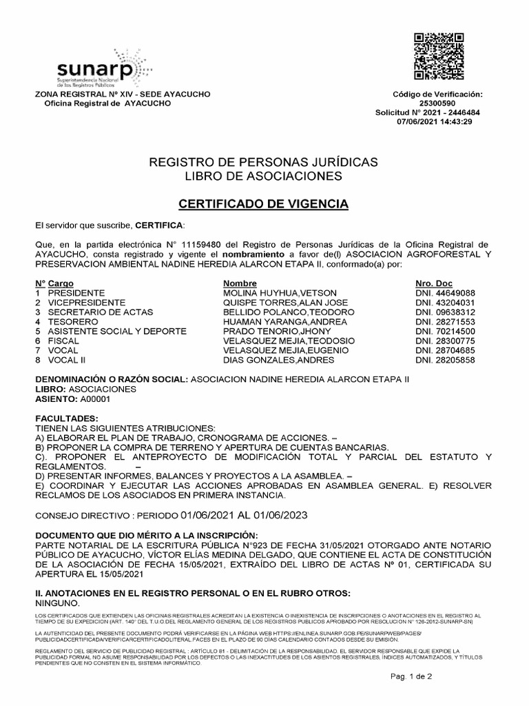 Certificado de Vigencia de Poder | PDF