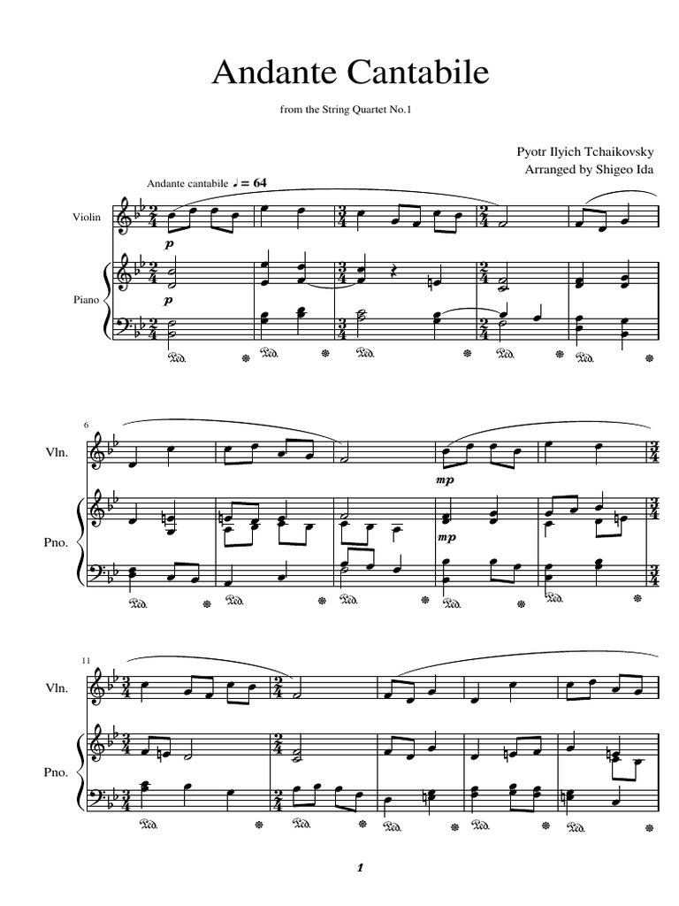 Andante Cantabile from Tchaikovsky's String Quartet No. 1 - A Tranquil ...
