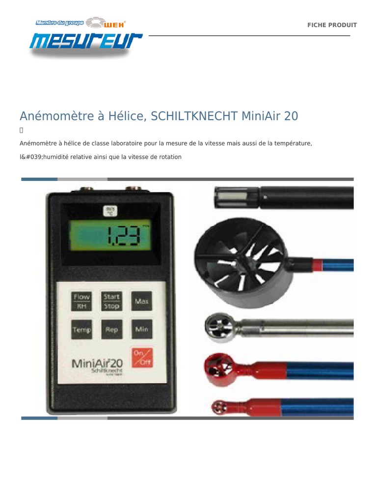 Anémomètre SCHILTKNECHT MiniAir 20 | PDF | Capteur