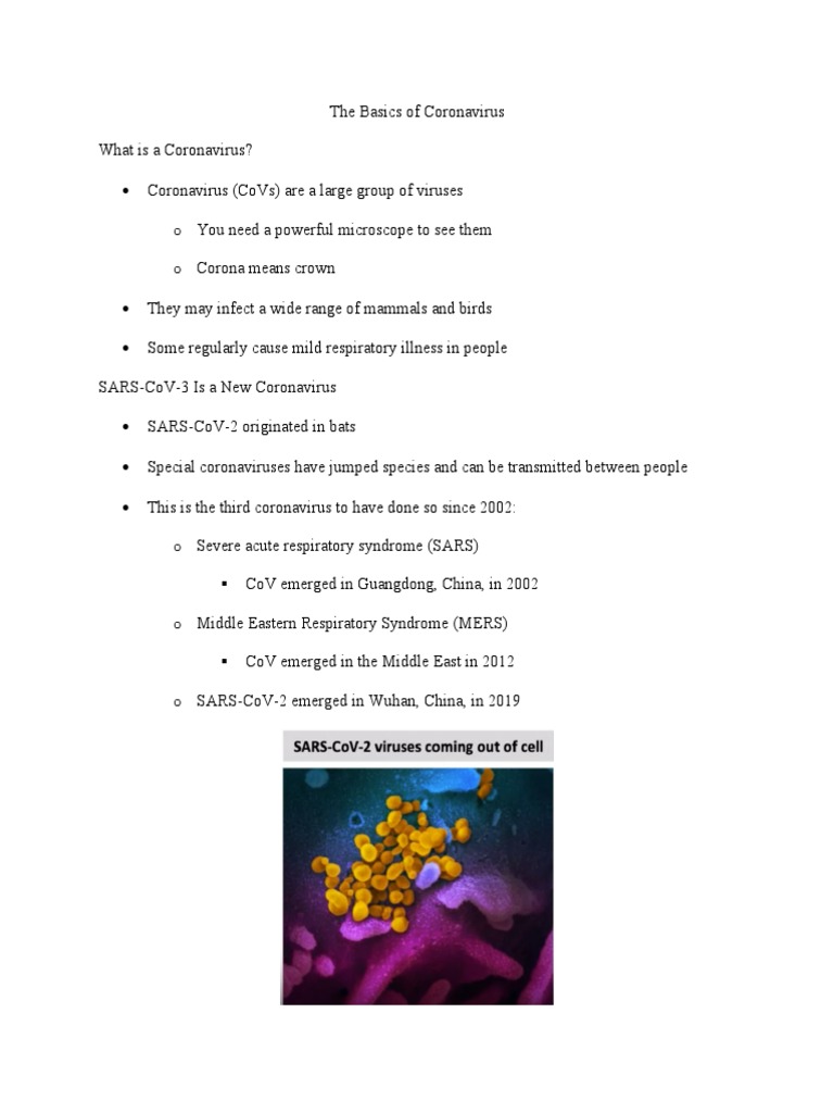 The Basics of Covid 19 Notes | PDF | Infection | Transmission (Medicine)