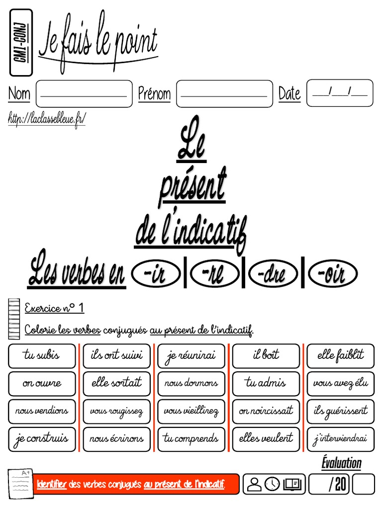 Le Présent de L'indicatif (Les Verbes en IR, RE, DRE Et OIR) | PDF ...
