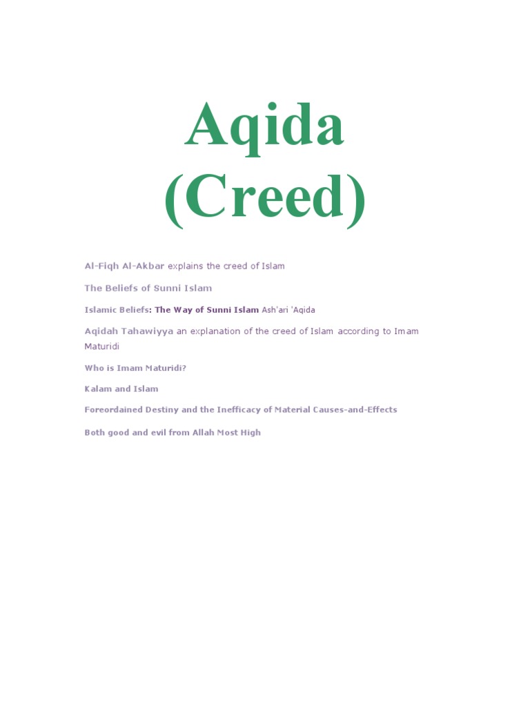 Aqida (Creed) | PDF | Sunni Islam | Hadith