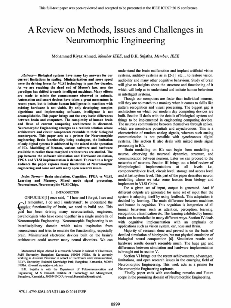 A Review On Methods, Issues and Challenges in Neuromorphic Engineering ...