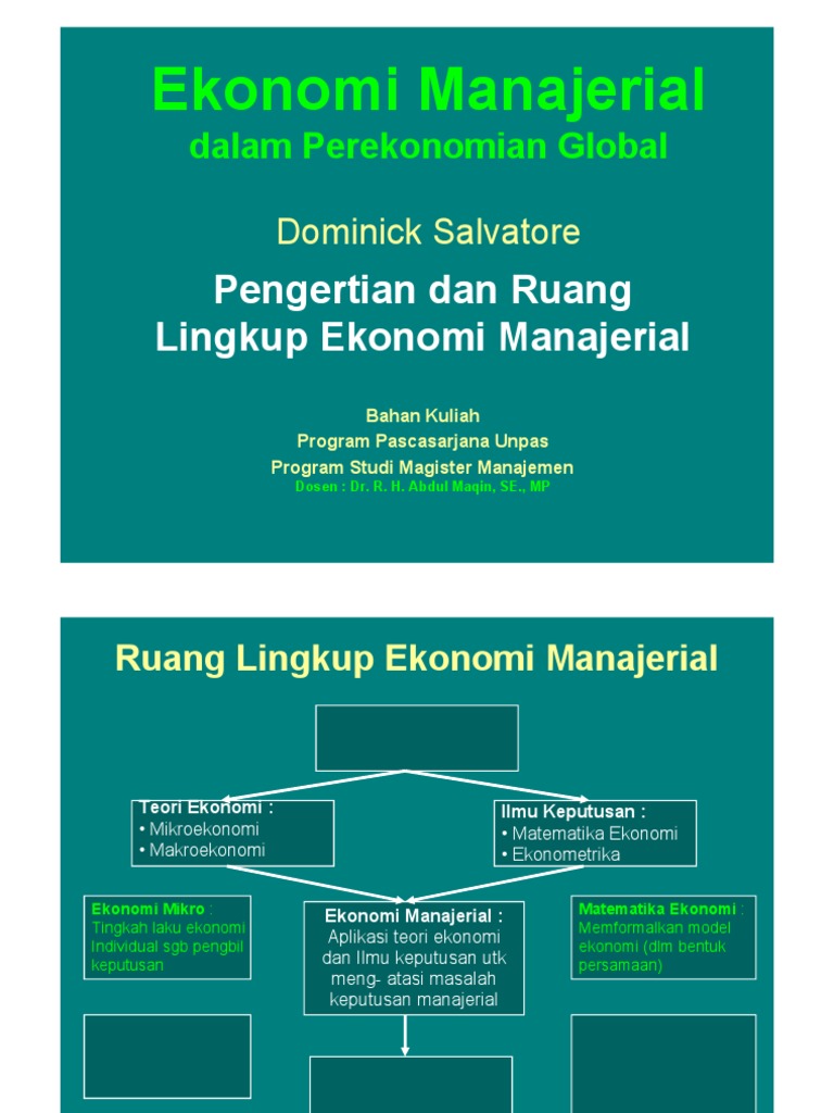 Ekonomi Manajerial Dalam Perekonomian Global Dominick Salvatore Pengertian Dan Ruang Lingkup ...
