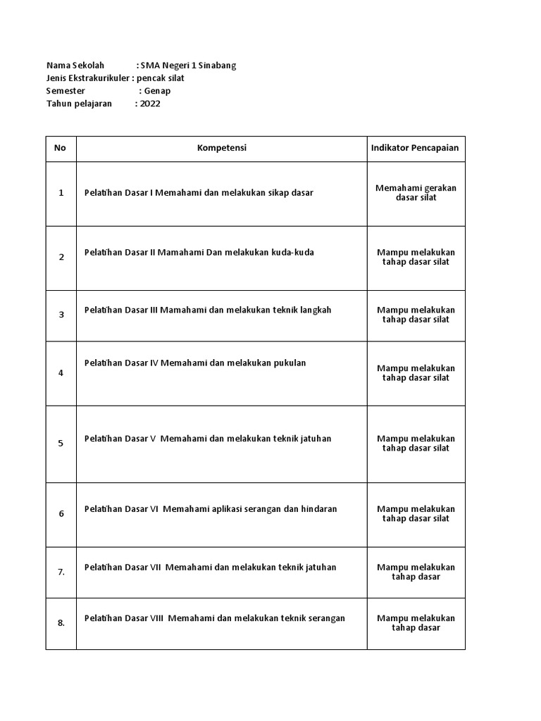 Dokumen Ekskul Silat | PDF