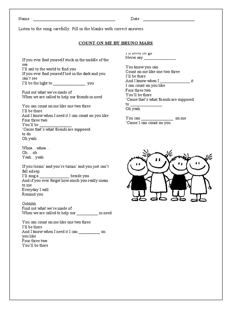 BRUNO MARS Fill in The Blanks | PDF