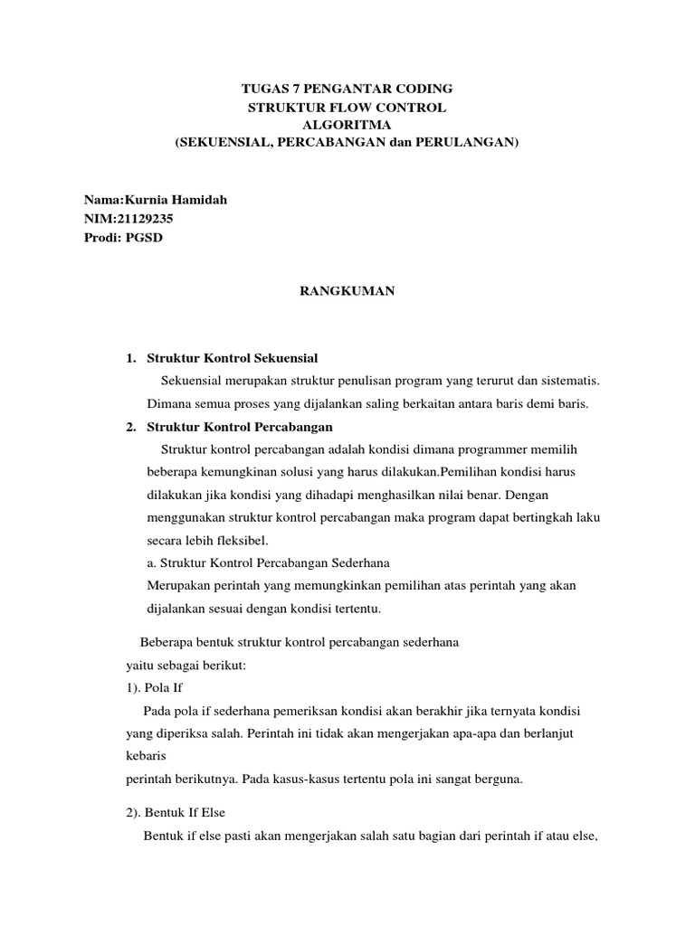 Tugas 7 P.coding - Kurnia Hamidah - 21129235 Salinan | PDF