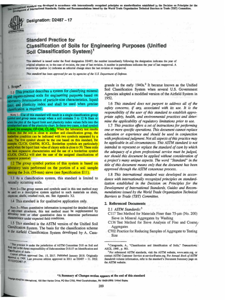 Astm D2487-17 | PDF | Soil | Natural Materials
