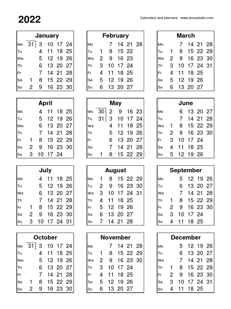 2022-Calendar Printable | PDF