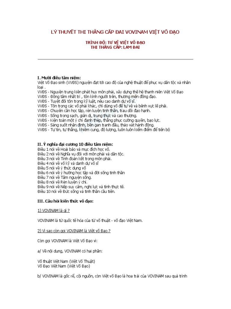 Ly Thuyet Vovinam VVĐ | PDF