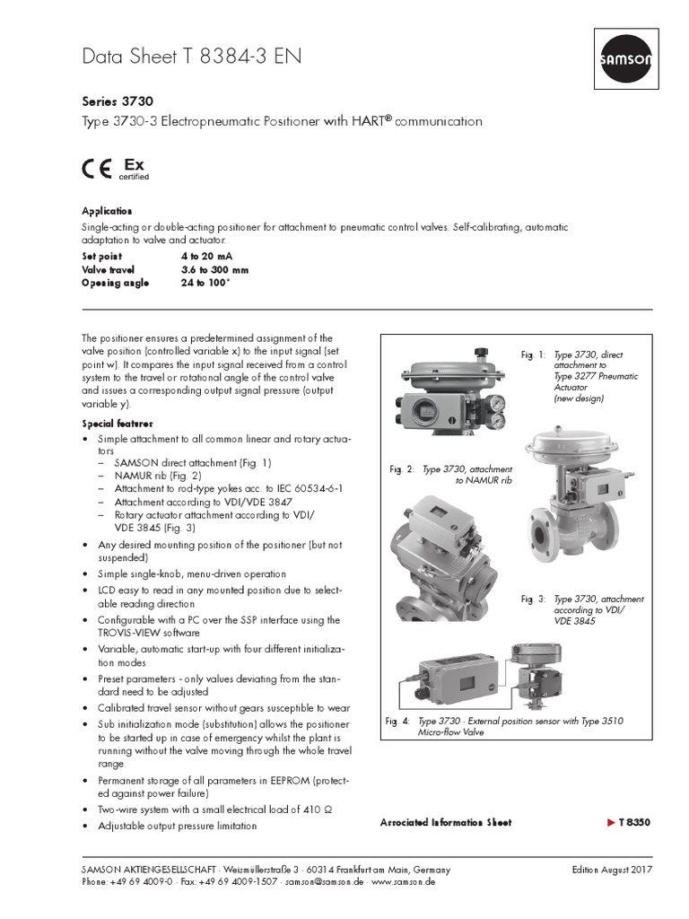 Data Sheet T 8384-3 EN: Type 3730-3 Electropneumatic Positioner With ...