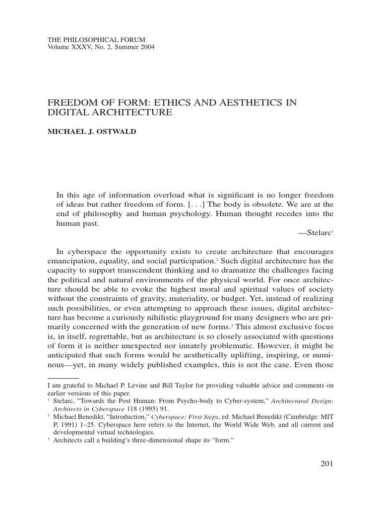 Freedom of Form Ethics and Aesthetics in | PDF | Aesthetics | Cyberspace