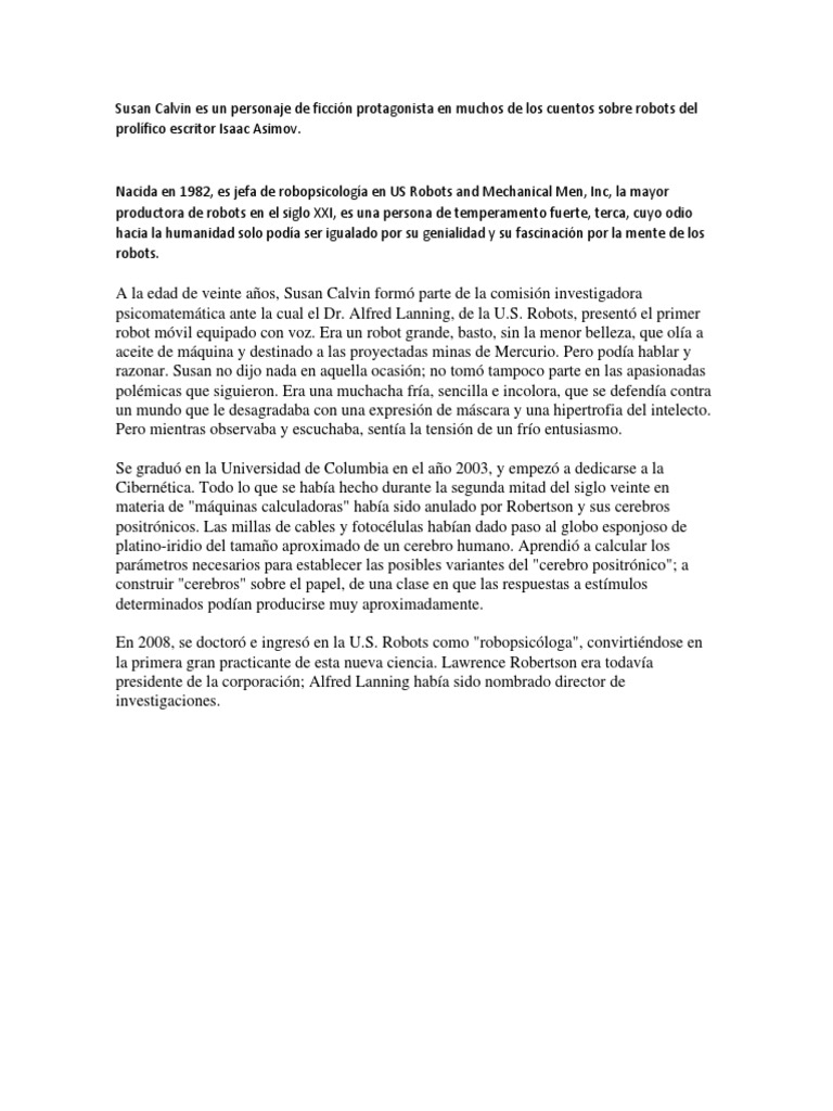 Susan Calvin I | PDF