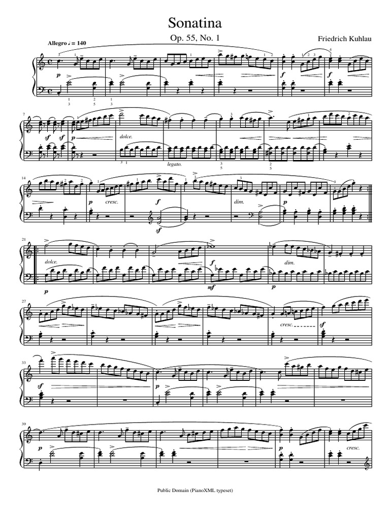 Kuhlau Sonatina Op. 55 No. 1 | PDF