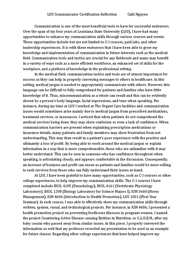 Lsu Communicator Certification | PDF | Communication | Health Care