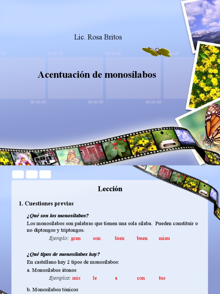 Acentuación de Monosílabos | PDF | Sílaba | Adjetivo