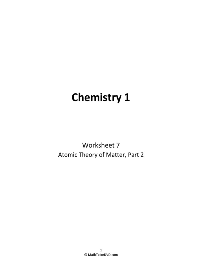 Chemistry 1: Worksheet 7 | PDF | Chemical Compounds | Oxygen