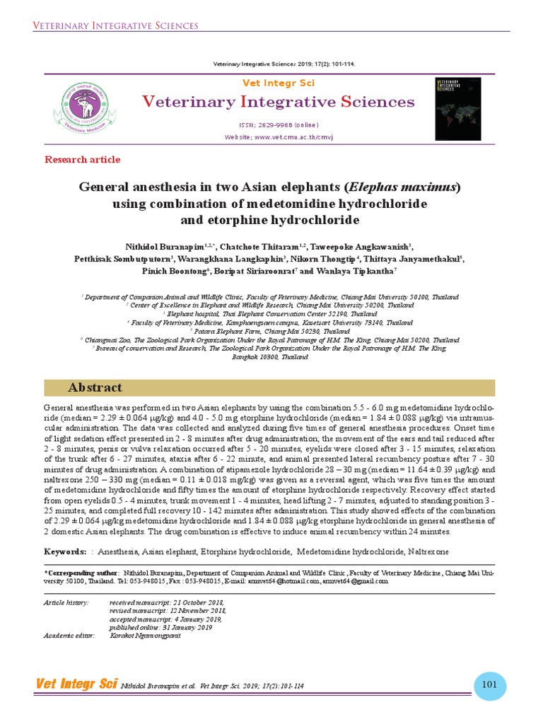 Asian Elephant Anesthesia | PDF | Anesthesia | Medicine