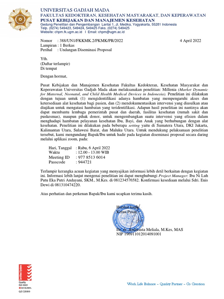 Surat Undangan Diseminasi Proposal | PDF