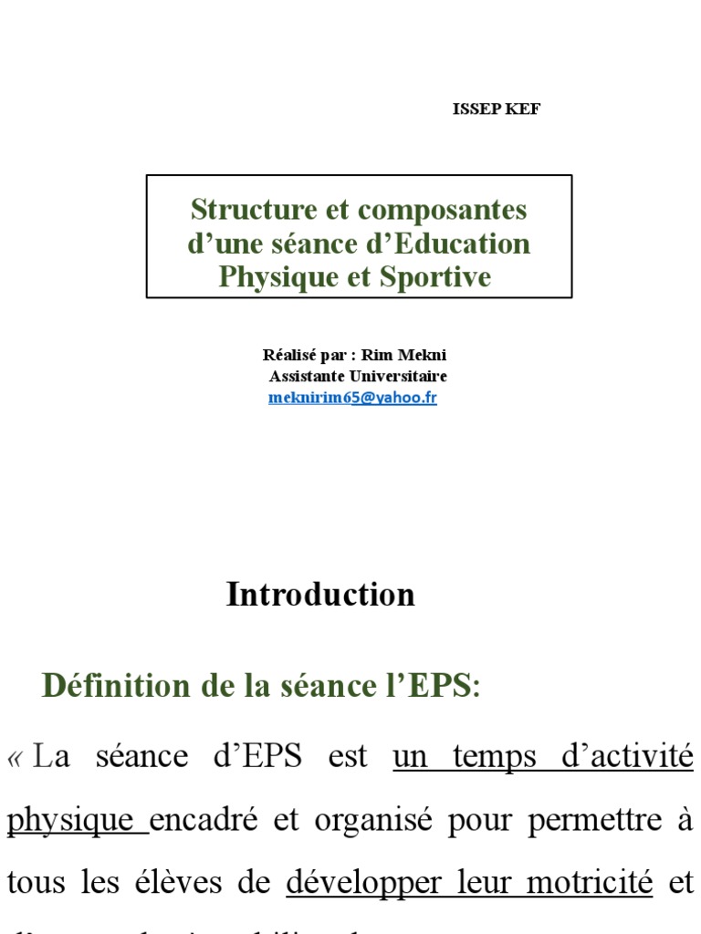 Structure d'une séance d'EPS | PDF | Éducation physique