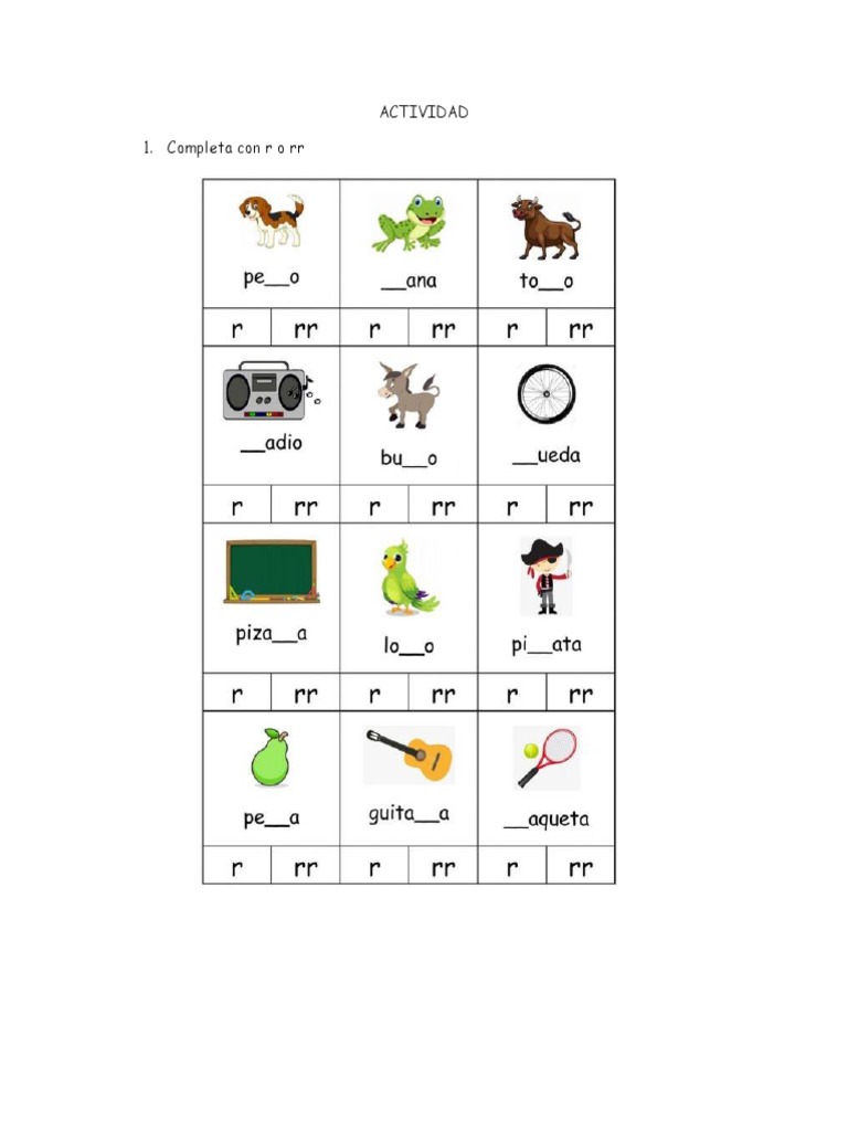 Actividad Fonema Doble RR y R | PDF