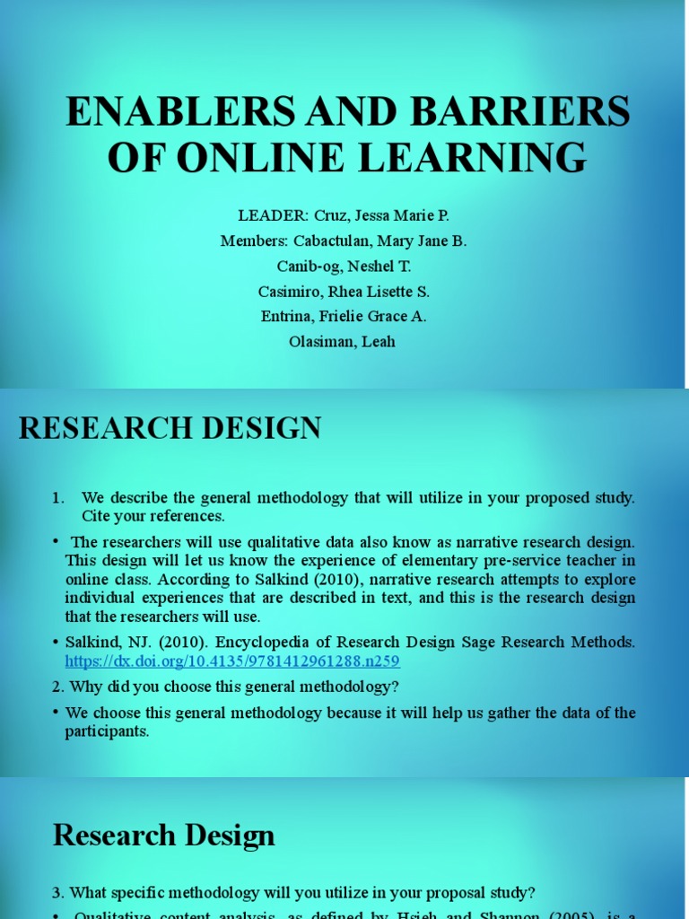 Enablers and Barriers of Online Learning | Download Free PDF | Sampling ...