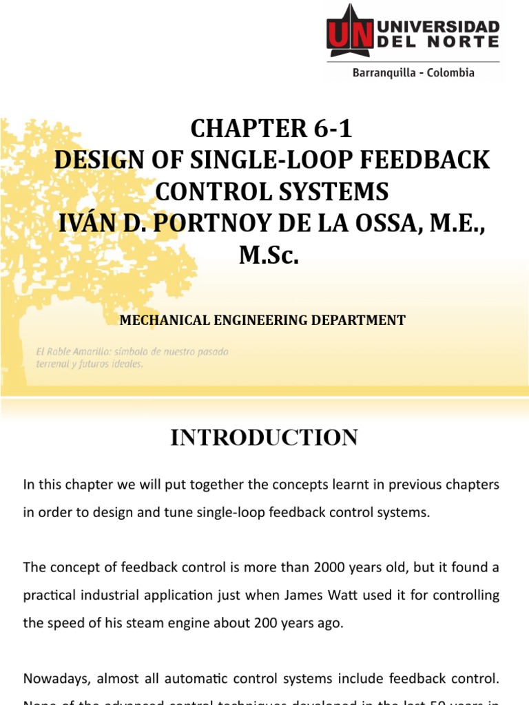 Chapter 6-1 Design of Single-Loop Feedback Control Systems Iván D ...