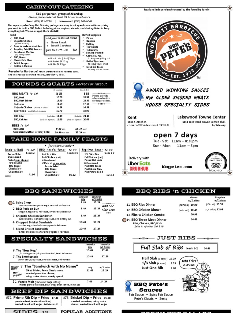 Menu BBQ Petes | PDF