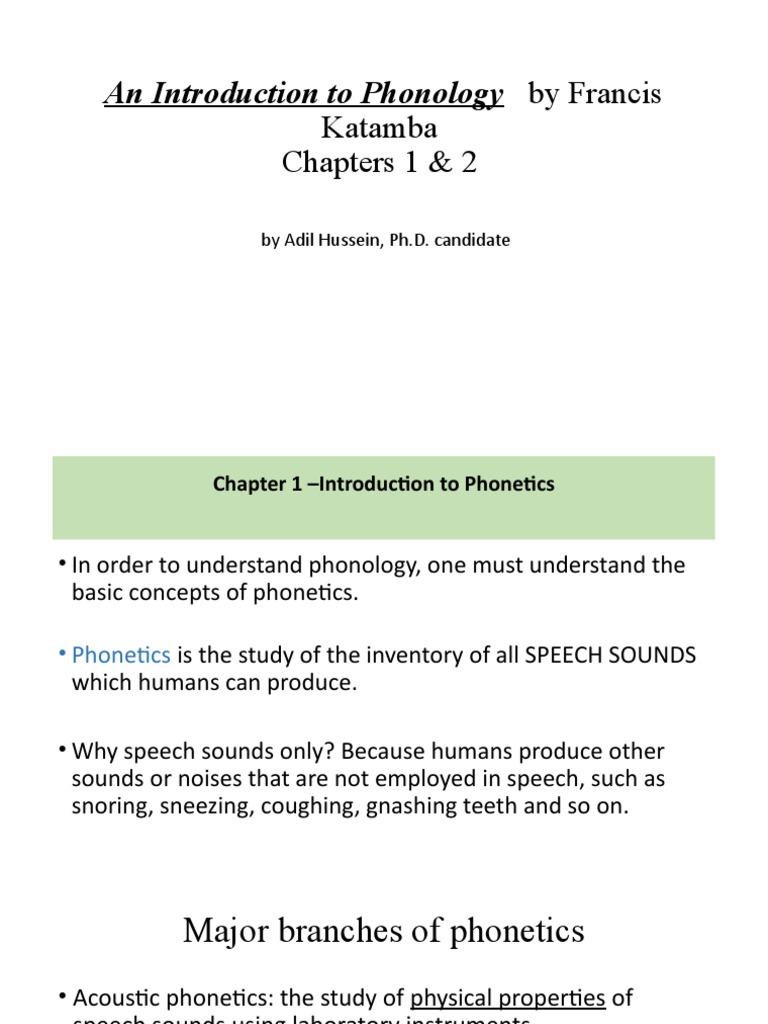 An Introduction To Phonology by Francis: Katamba Chapters 1 & 2 | PDF ...