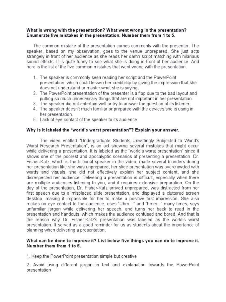 Five Common Mistakes in Presentations and How to Improve Them | PDF ...