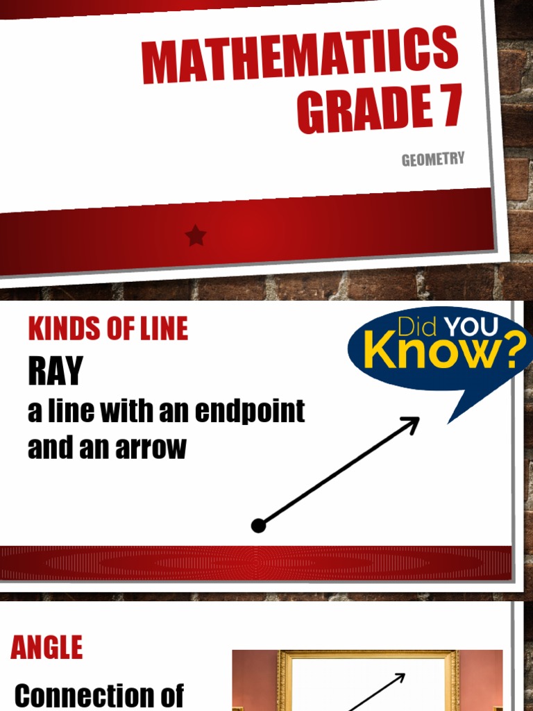 Grade 7 Geometry - Kinds of Lines, Angles, and Angle Relationships ...