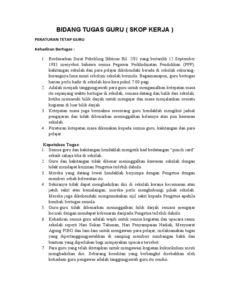 Skop Kerja | PDF