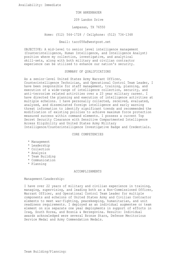 Counterintelligence Analyst | PDF | Counterintelligence | Security Clearance