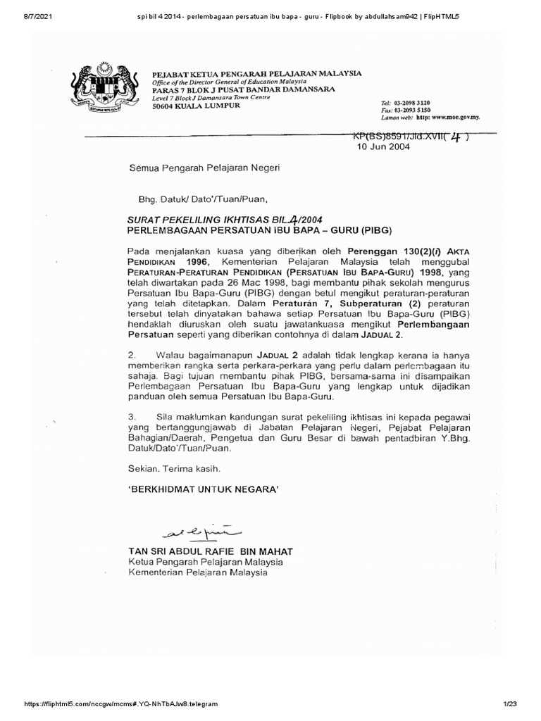 5.SPI Bil 4 2014 Perlembagaan Persatuan Ibu Bapa Guru PIBG | PDF
