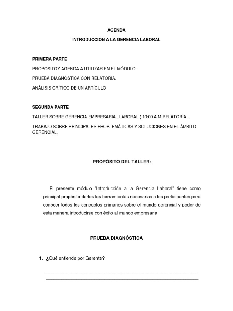 Agenda y Actividades Introducción A La Gerencia Laboral Ayfa | PDF ... Agenda y Actividades Introducción A La Gerencia Laboral Ayfa | PDF ...